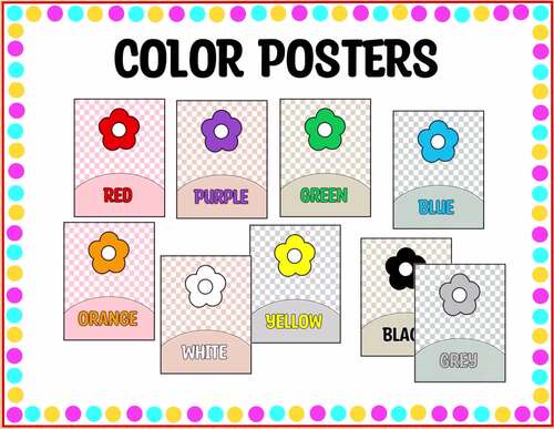 Boho Checkered Color Posters, Wall Display, Color Posters for Kindergarten