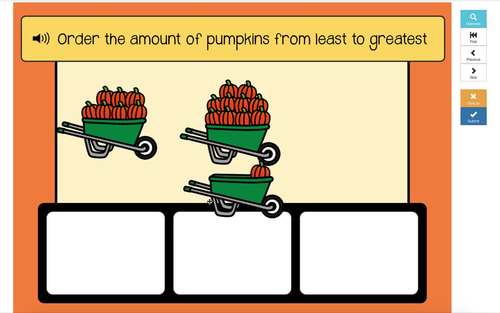 Order the Pumpkins Least to Greatest! Boom Cards™ Digital Task Cards