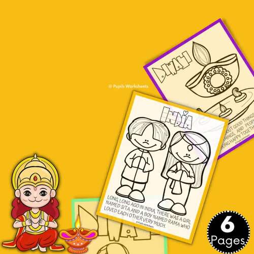 Diwali Coloring Story Workssheets - Storytelling With the Creativity of ...