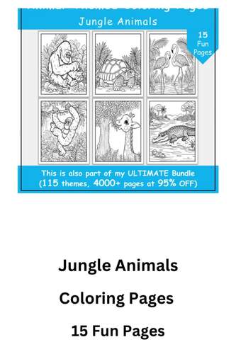 Jungle Animals to Color | Printable Coloring Book for Kids | Grade K-5