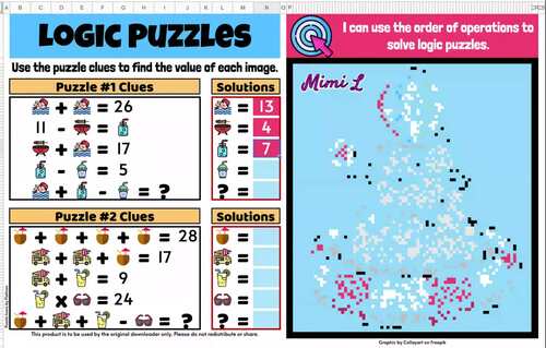 Summer Math Riddles Pixel Art - End of the Year - Summer - 3rd, 4th, 5th