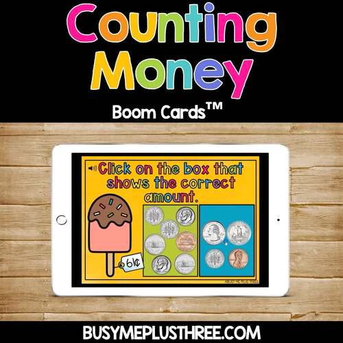 Counting Money BOOM CARDS™ Coins up to $1.00 Digital Learning Game
