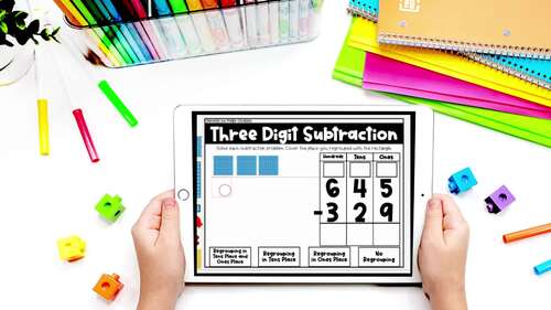 3 Digit Subtraction With And Without Regrouping Digital Math Activity