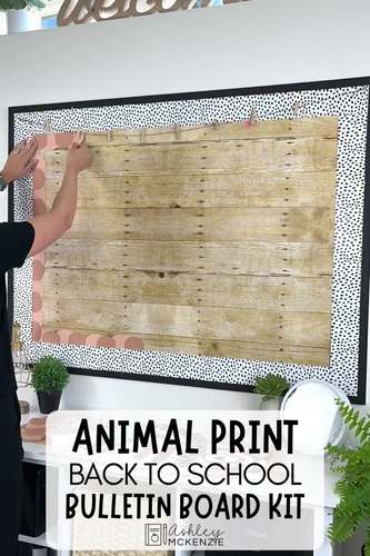 Boho Neutral Animal Print Bulletin Board, Posters, and Door Decor Kits ...