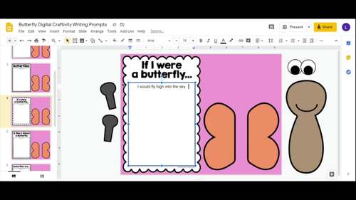 Butterfly Craft | Google Classroom™ Activity | Writing Prompts in ...