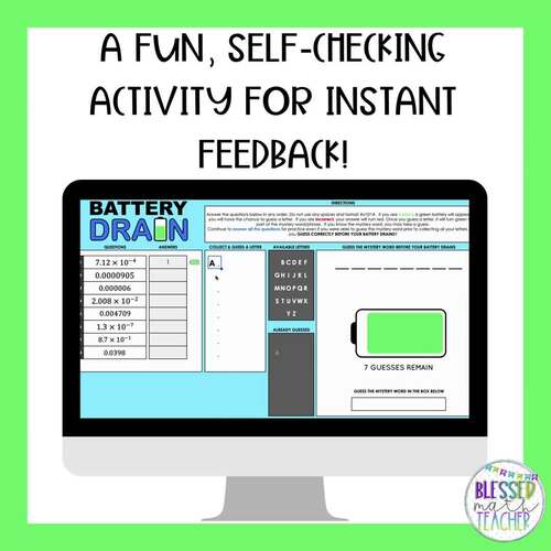 Scientific Notation with Negative Exponents Digital Activity & Worksheet