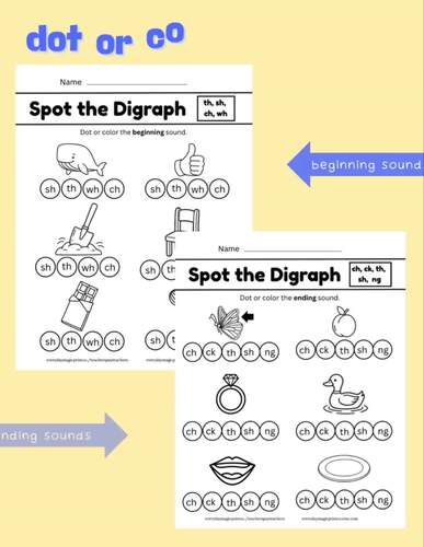 Kindergarten Digraph Worksheets | Beginning & Ending Digraphs | Digraph ...