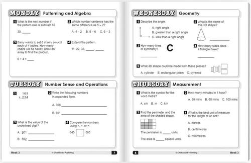 10 Minute Canadian Daily Math Grade 3 Spiral Review by Chalkboard ...