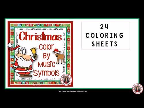 Christmas Music Coloring Sheets - 24 Color by Music Christmas Worksheets