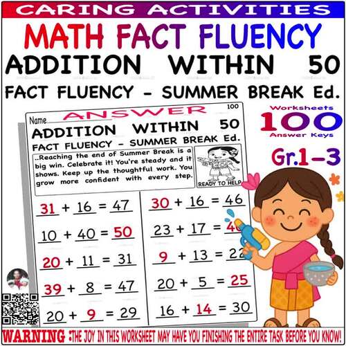 Math facts fluency timed tests Addition Within 50 Level Smart - Summer ...