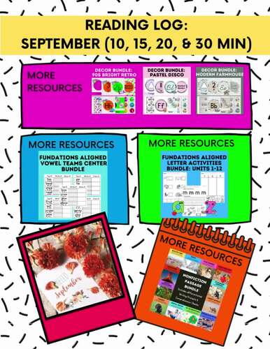 September Reading Log Coloring Homework by Ms Beh in K | TPT