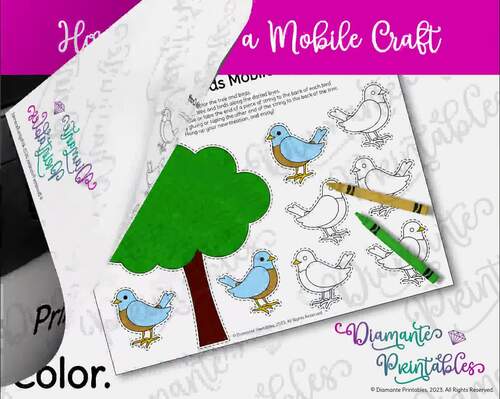 Tree and Birds Printable Mobile Craft | Scissor Skills, Fine Motor Skills