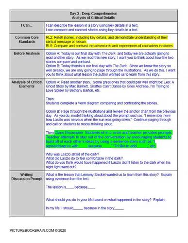 The Dark by Lemony Snicket Lesson Plan and Google Activities | TPT