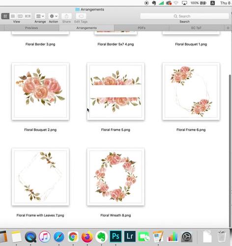 Peach Orange Fall Floral Clip Art for Classroom Decor Posters Documents PNG