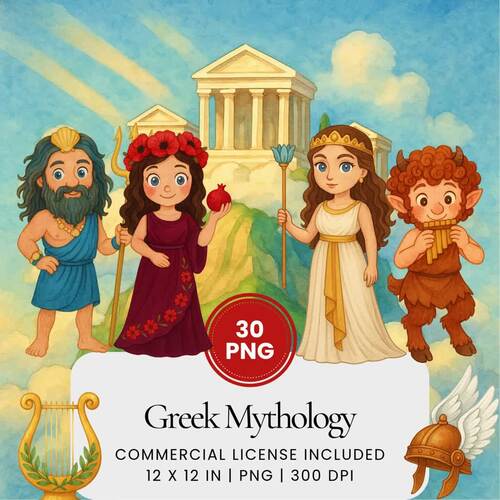 Greek Mythology Watercolor Clipart by Ikota Design | TPT