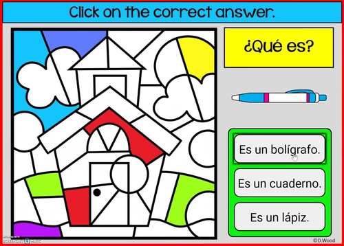 Spanish Back to School Boom Cards - Spanish School Supplies by Debbie Wood
