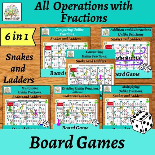 All Operations with Fractions Snakes and Ladders Board Games by ...