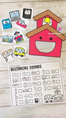 Back to School Themed Beginning Sounds - Feed the Activities | TPT