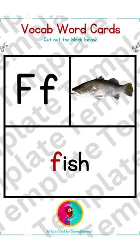 Kindergarten Vocabulary Cards | Letter F | Phonics | Writing | Reading