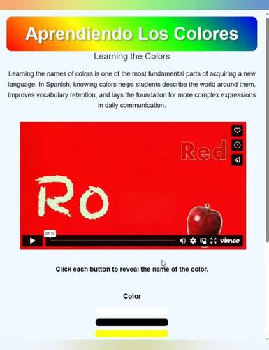 LOS COLORES - THE COLORS (Our Activities are 97% interactive) | TPT