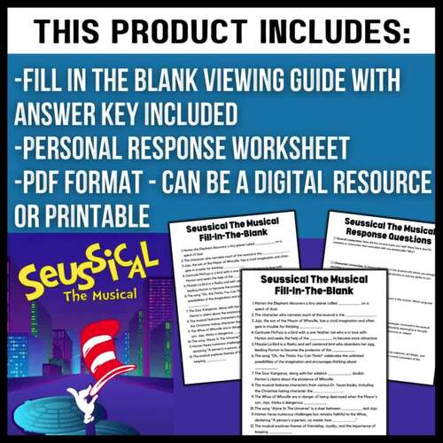 Seussical the Musical: Fill In The Blank Viewing Guide & Response Worksheet