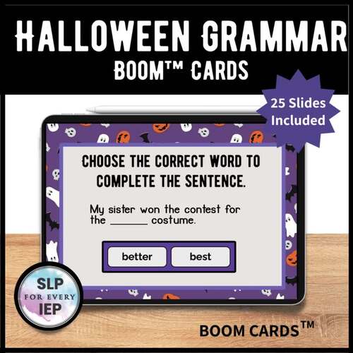 Halloween Grammar for Elementary Students-Boom™ Deck by SLP for every IEP