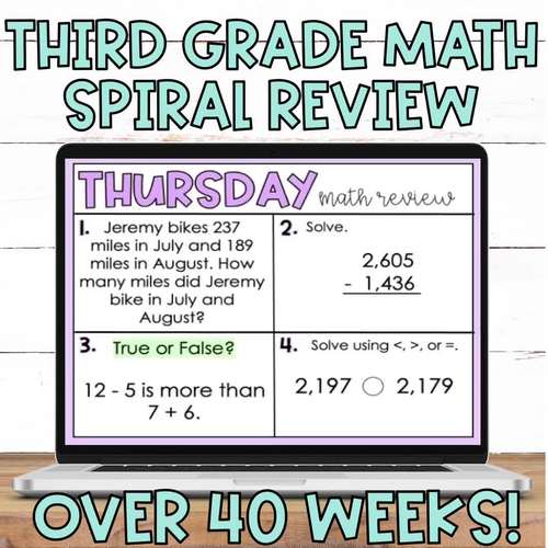 Yearlong Third Grade Math Spiral Review - Third Grade Math Morning Work