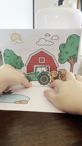 Farm Animal Paper craft, Barn Scenery Craft Coloring Animal craft for kids
