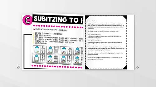 Kindergarten Subitizing Within 10 Count and Clip Cards Bundle | TPT