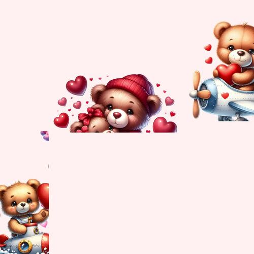 Valentines Teddy Bear Clipart Bundle Bear Valentines Day love PNG Graphics
