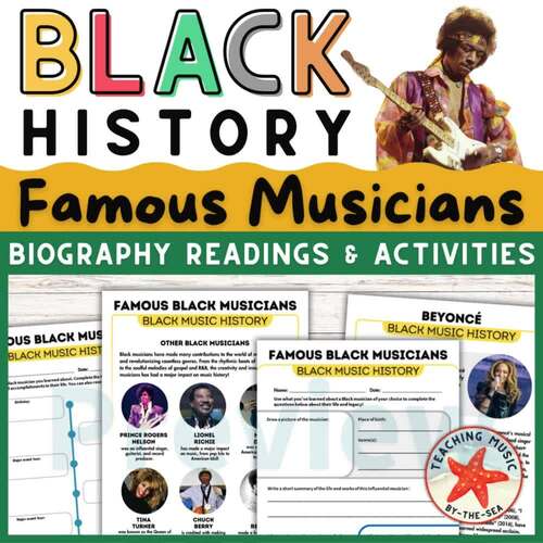 Black Musicians Biography Reading Passages and Music Activities | Black ...