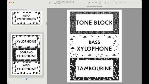 Music Room Labels | Black and White Music Room Decor by musicpluscoffee