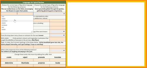 NO PREP - Spiral Language Art Review for 4th/5th Grades - Elephant ...