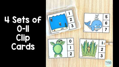 Ocean Animal Counting Clip Cards 0 to 11 Printable Math & Number Activities