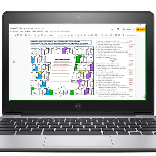 New Year's Math Review Activity Mixed Practice and Resolutions 5th ...