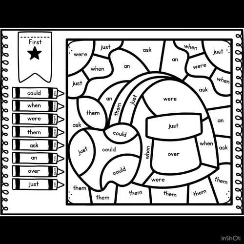 1st Grade Color by Dolch Sight Words Worksheets – Back to School Theme