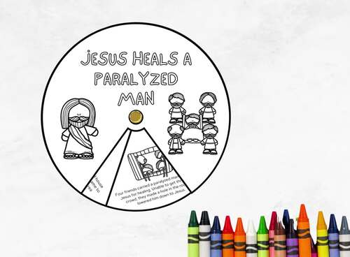Jesus Heals a Paralyzed Man, Bible Spinning Wheel, Sunday School ...