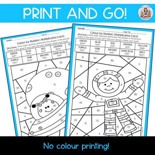 Color By Number Math Bundle – Multiplication & Division Facts Grade 5