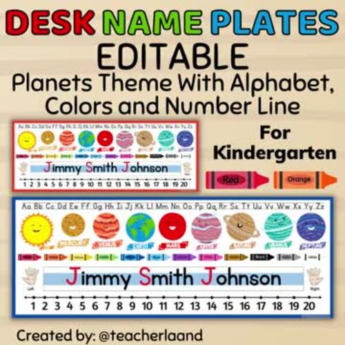Student Desk Name Plates/Tags! Editable! Planets Theme with Alphabet ...