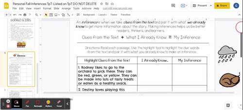 Fall Inferences-Digital and Print by The Tote Bag Teacher | TPT