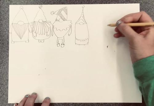 Winter Holiday Christmas Gnome Doodle DOWNLOADABLE INSTRUCTIONS F2F Virtual