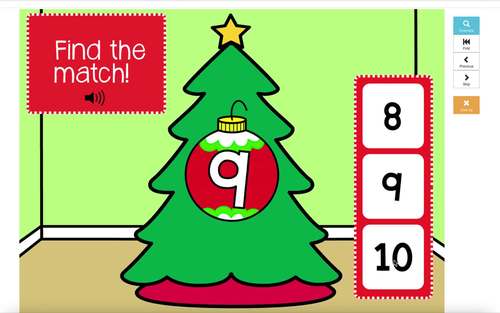 Christmas Ornament Number Identification Level 1 Boom Cards™ Distance ...