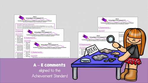 Australian Curriculum Year 4 Science Report Card Comments by Ideacations