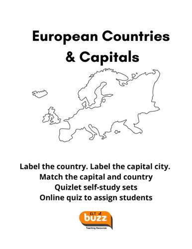 Countries & Capitals Of Europe. Geography. Digital. Assessment. ESL. EFL.