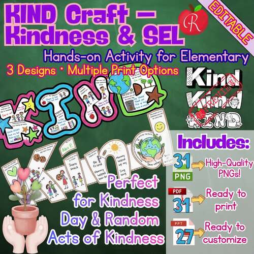 Random Acts of Kindness Craft Writing Activity Social Emotional ...