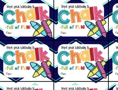 Chalk Birthday Gift Tag- Hope your birthday is Chalk-full of fun!