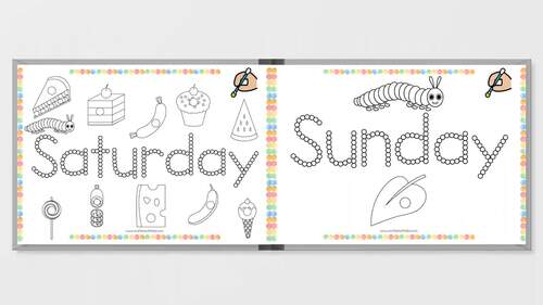 Hungry Caterpillar Days of the Week QTip Dot Painting Coloring Pages Poster