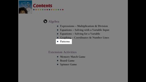 Algebra: Patterns - Pre-Assessment & Teach the Skill - NOTEBOOK Gr. 3-5
