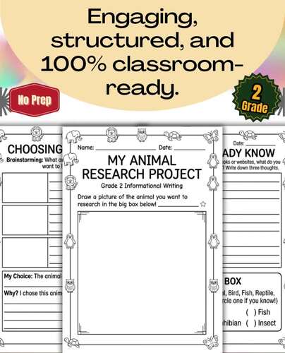 Animal Research Project Workbook Grade 2 | Informational Writing