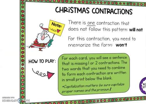 Christmas Grammar Contractions Boom Cards | Digital Task Cards | TPT